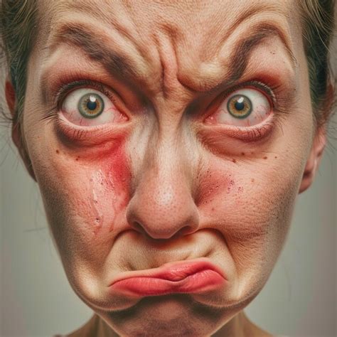 Portrait Of A Woman With A Severe Allergic Reaction Premium Ai Generated Image