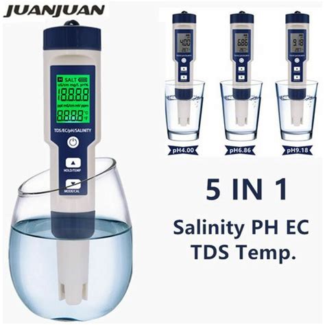 Testeur De Température Numérique Ph Tds Ec 5 En 1 Testeur De Salinité