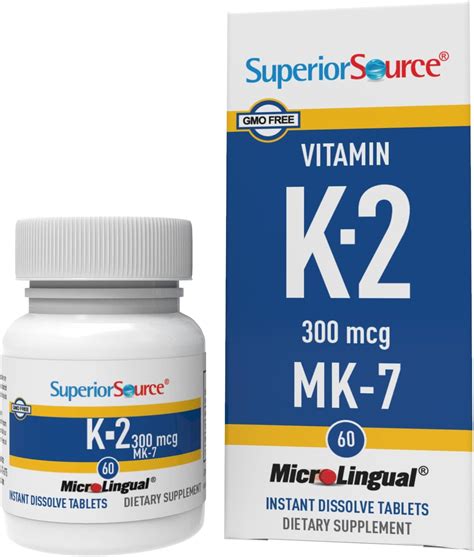 Superior Source Vitamina K2 MK 7 Menaquinona 7 300 Mcg Tabletas