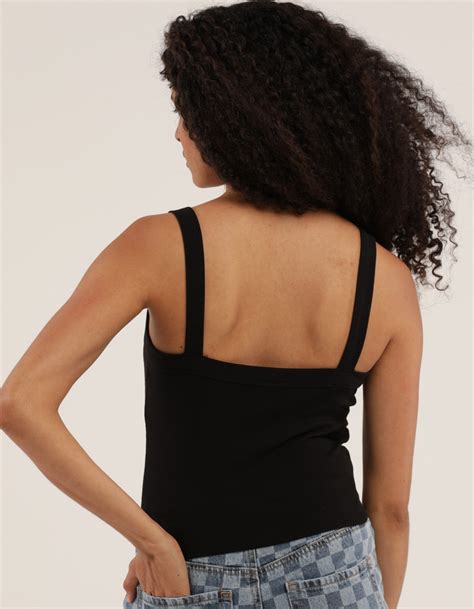 Full Tilt Essentials Lace Trim Womens Cami Black Tillys