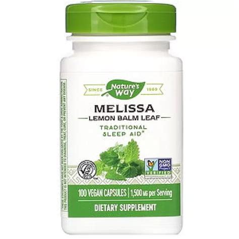 Мелисса лимонный бальзам (Melissa) 1500 мг 100 капсул Nature's Way ...