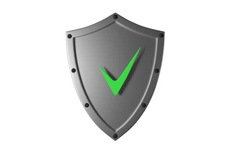 Premium Photo Gray Metal Shield With Rivets And Green Check Mark