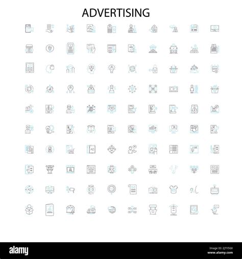 Advertising Icons Signs Outline Symbols Concept Linear Illustration Line Collection Stock