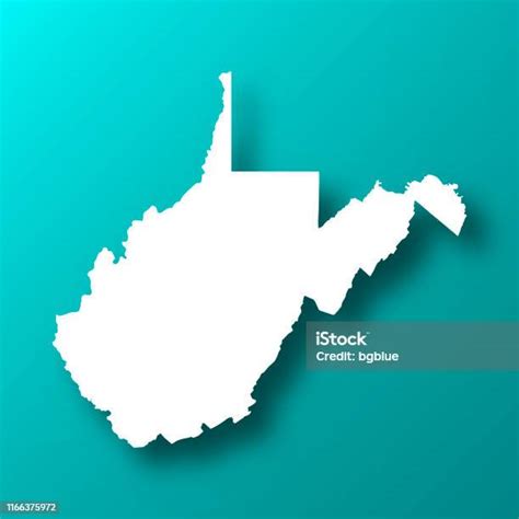 影を持つブルーグリーンの背景にウェストバージニア州の地図 ウェストバージニア州のベクターアート素材や画像を多数ご用意 ウェスト