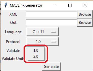 MAVLink Generator Should Only Display Valid Language Options For MAVLink Generation Issue