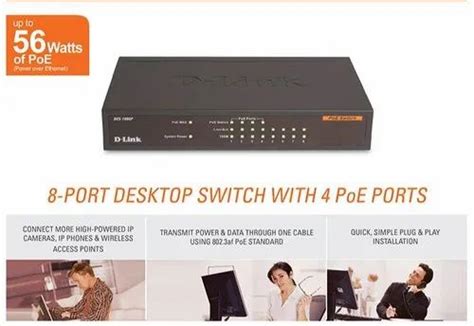 D Link Des 1008p 8 Port 10 100 Mbps Fast Ethernet Desktop Switch With 4 Poe Ports Black At
