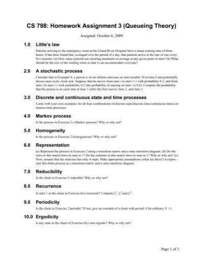 CS 798 Homework Assignment 3 Queueing Theory