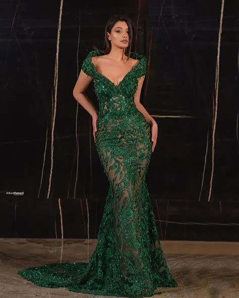 그린 이브닝 드레스 인어 오프 숄더 아플리케 구슬 장식 두바이 사우디 아라비아 긴 이브닝 가운 무도회 드레스 로브 드 야회이브닝 드레스 Aliexpress