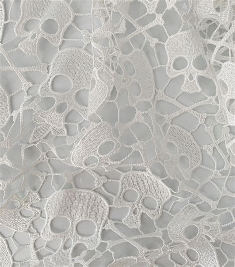 The Witching Hour White Skull Lace Embroidery Fabric Joann