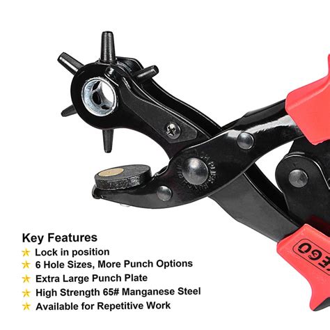 Belt Hole Puncher Multi Hole Sizes Revolving Leather