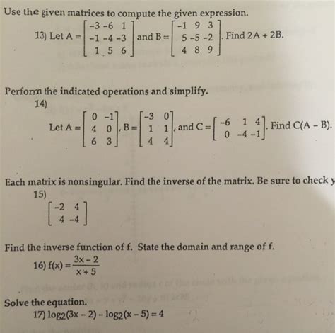 Solved Use The Given Matrices To Compute The Given