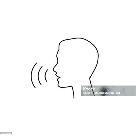 Voice Control Line Icon Speak Or Talk Recognition Linear Icon Speaking And Talking Command Sound