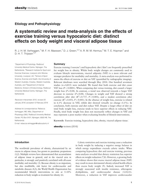Pdf A Systematic Review And Meta Analysis On The Effects Of Exercise