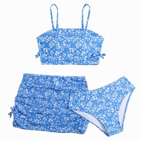 Cauydy Tween Girls 3 Pcs Bathing Suit Teen Girls Bikini Set With Cover