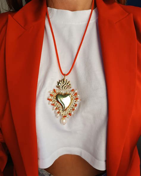 Collana A Corda Con Ciondolo Cuore Sacro Chapeau Atelier