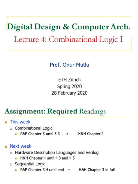 Onur Digitaldesign 2020 Lecture4 Combinational Logic Afterlecture Pdf