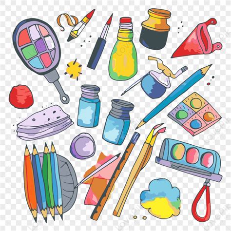 수채화 공예 미술 용품 세트 만화 벡터음료수도구 Png 일러스트 무료 다운로드 Lovepik