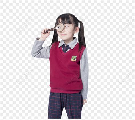 돋보기를 들고 어린 소녀 Png 일러스트 무료 다운로드 Lovepik