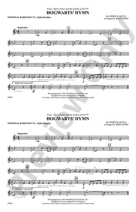 Hogwarts Hymn From Harry Potter And The Goblet Of Fire Optional