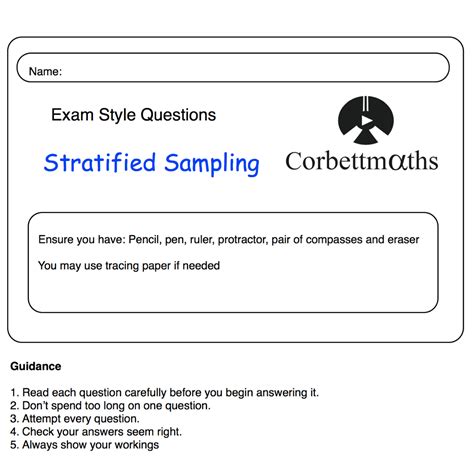 Stratified Sampling Practice Questions Corbettmaths
