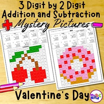 Adding And Subtracting By Digit Numbers Valentine S Day Mystery