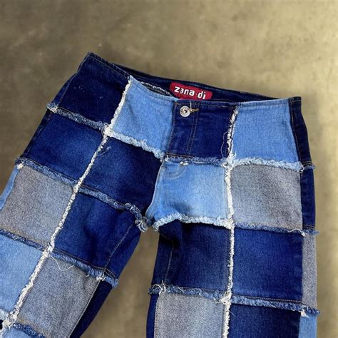 Y2k Zana Di Low Rise Capris Patchwork Denim Depop