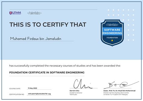 Foundation Certificate In Software Engineering Certificate Muhamad