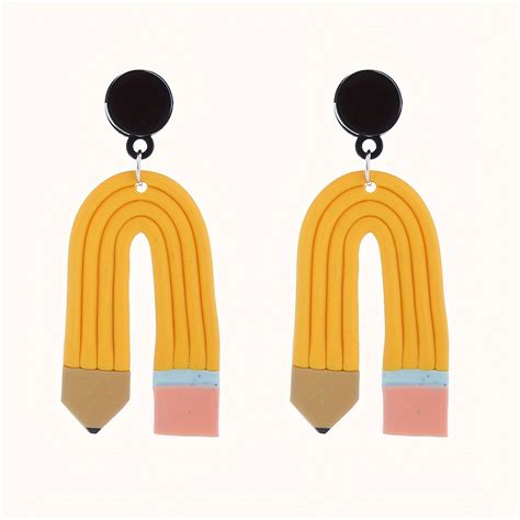 Creative Colorful Pen Design Dangle Earrings Cute School Temu United