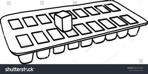 Simple Ice Cube Tray Linear Illustration Stock Vector Royalty Free Shutterstock