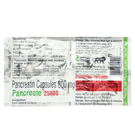 Pancreatin 25000 Capsules Pancreote at Rs 500/stripe | Gastrointestinal ...