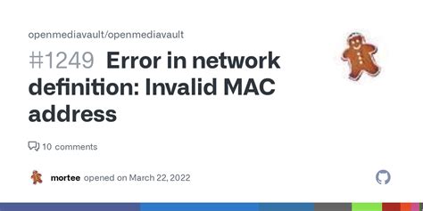 Error In Network Definition Invalid Mac Address · Issue 1249 · Openmediavaultopenmediavault