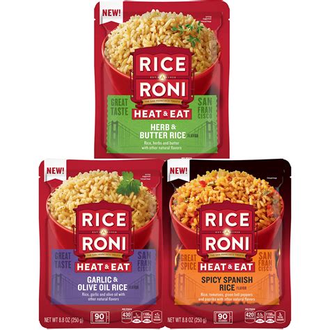 Rice A Roni Heat And Eat Rice 3 Flavor Variety Pack 8 8oz Pack Of 6