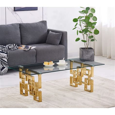 Spectra Coffee Table Clear Glass With Gold Legs Heartlands Furniture