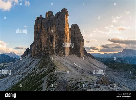 The Three Peaks Of Lavaredo From Forcella Lavaredo At Sunset Sesto