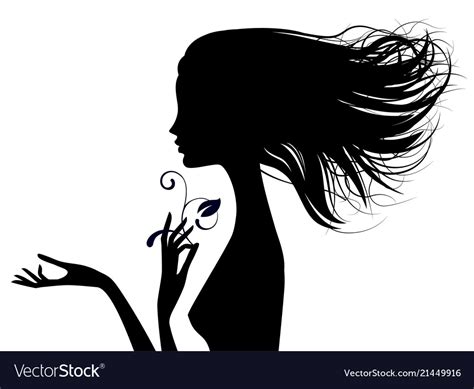 Black Silhouette Of Fine Naked Girl Head Vector Image