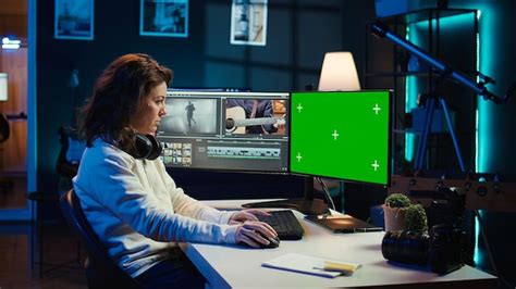 Premium Photo Woman Color Correcting Clips On Isolated Screen Pc