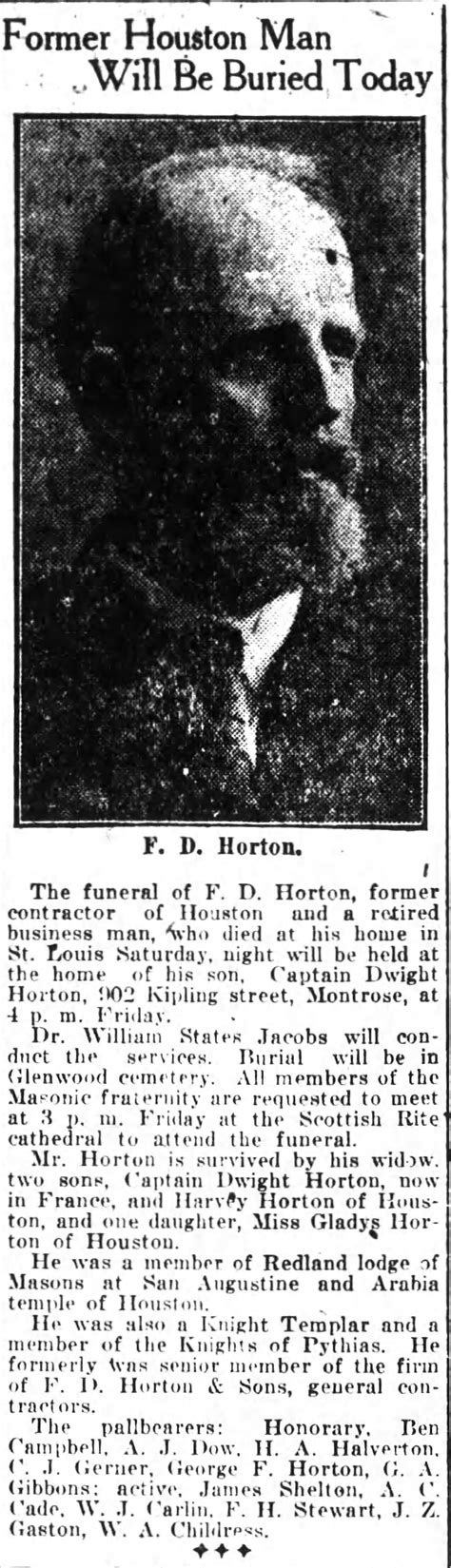 Frederick Dwight Fred Horton Find A Grave Memorial