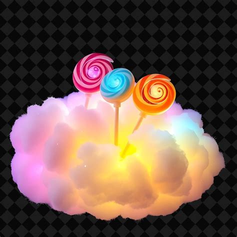 Candy Coated Cloud Sweetened With Glowing Lollipops Luminescent Cotton Candy And Sparkling Sugar