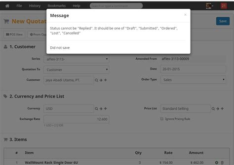Quotation After Cancel And Amend Cannot Save Because Status Replied