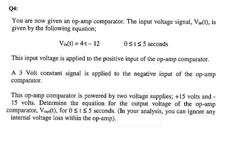 Solved You Are Now Given An Op Amp Comparator The Input