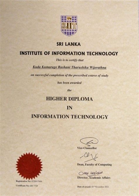 Rashani Wijerathna On Linkedin Sliit Certificateofcompletion Higherdiploma
