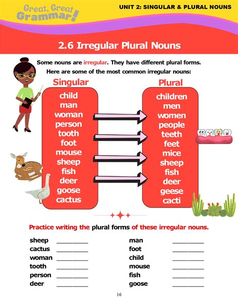 Esl Grammar Irregular Plural Nouns Stickyball Esl Lessons