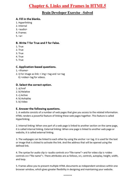 Chapter 6 Links And Frames In Html5 Pdf