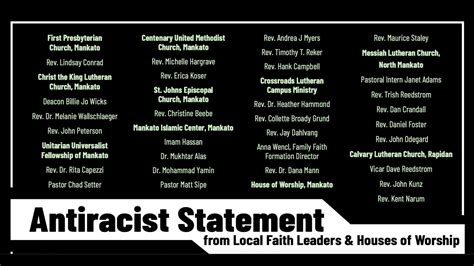 Greater Mankato Faith Leaders Anti Racism Statement Faith Leaders