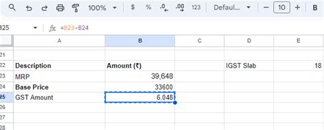 Excel Formula For Gst Learn How To Calculate Step By Step
