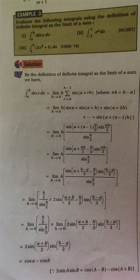 Evaluate The Following Integrals Using The Definition Ofexample Defini