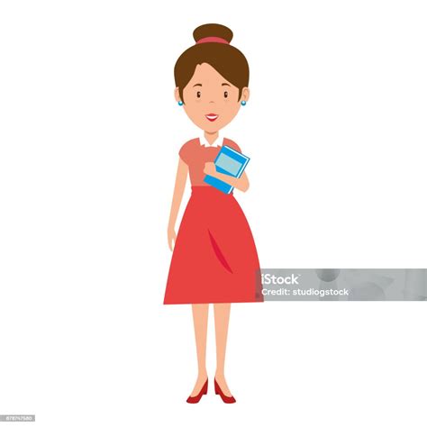 도 서 아바타 캐릭터와 함께 아름 다운 교사 여성 개념에 대한 스톡 벡터 아트 및 기타 이미지 개념 공부 교사 교육 관련 직업 Istock