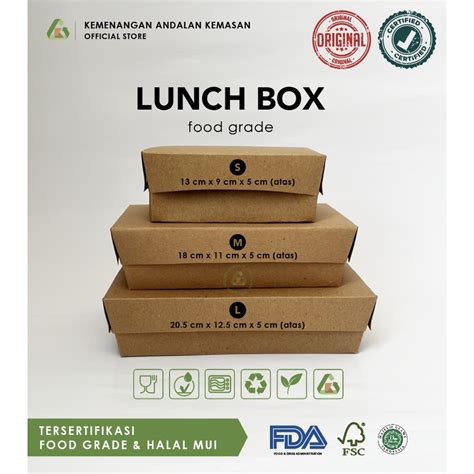 Jual Paper Lunch Box Sml Kotak Makanan Coklat Polos Lunch Box Selip