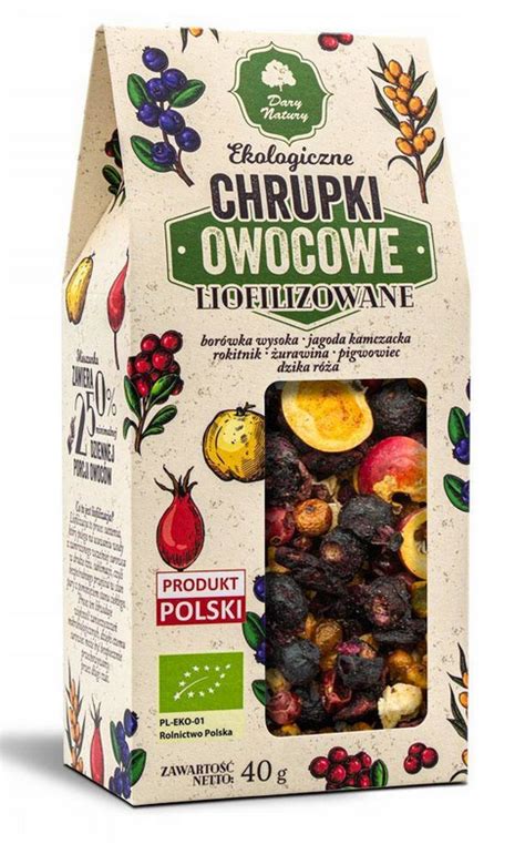 Chrupki Owocowe Liofilizowane EKO 40g opak bez struny zamykającej