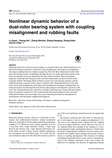 nonlinear dynamic behavior of a dual rotor bearing system with coupling